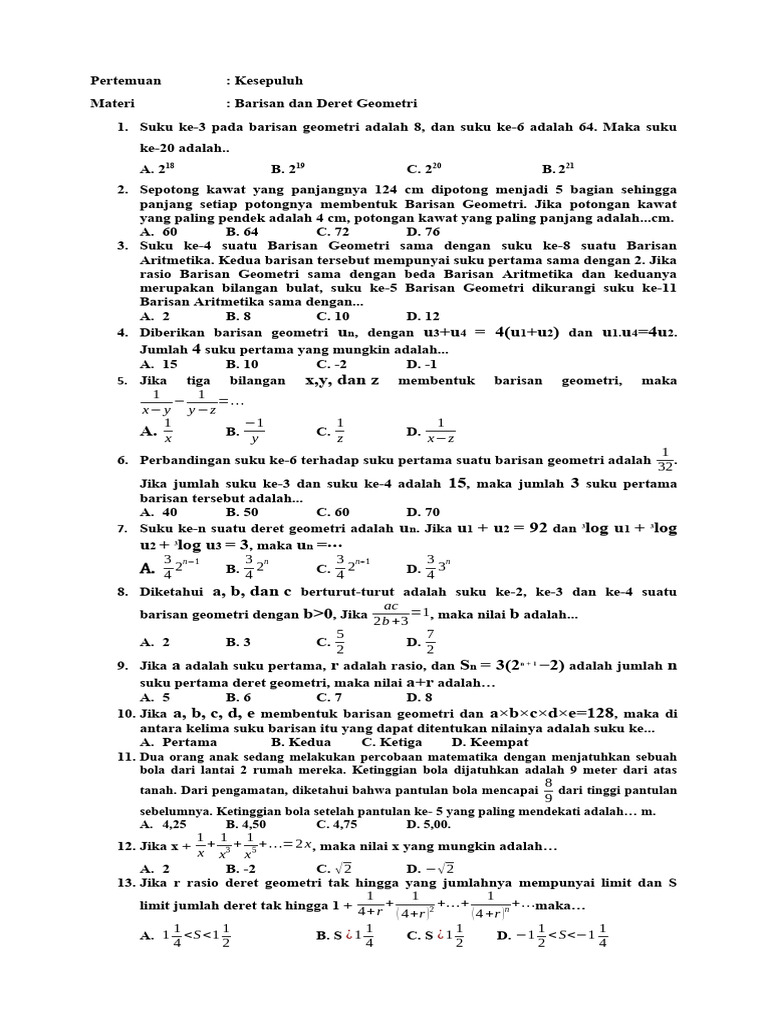 Soal Barisan Dan Deret Geometri | PDF