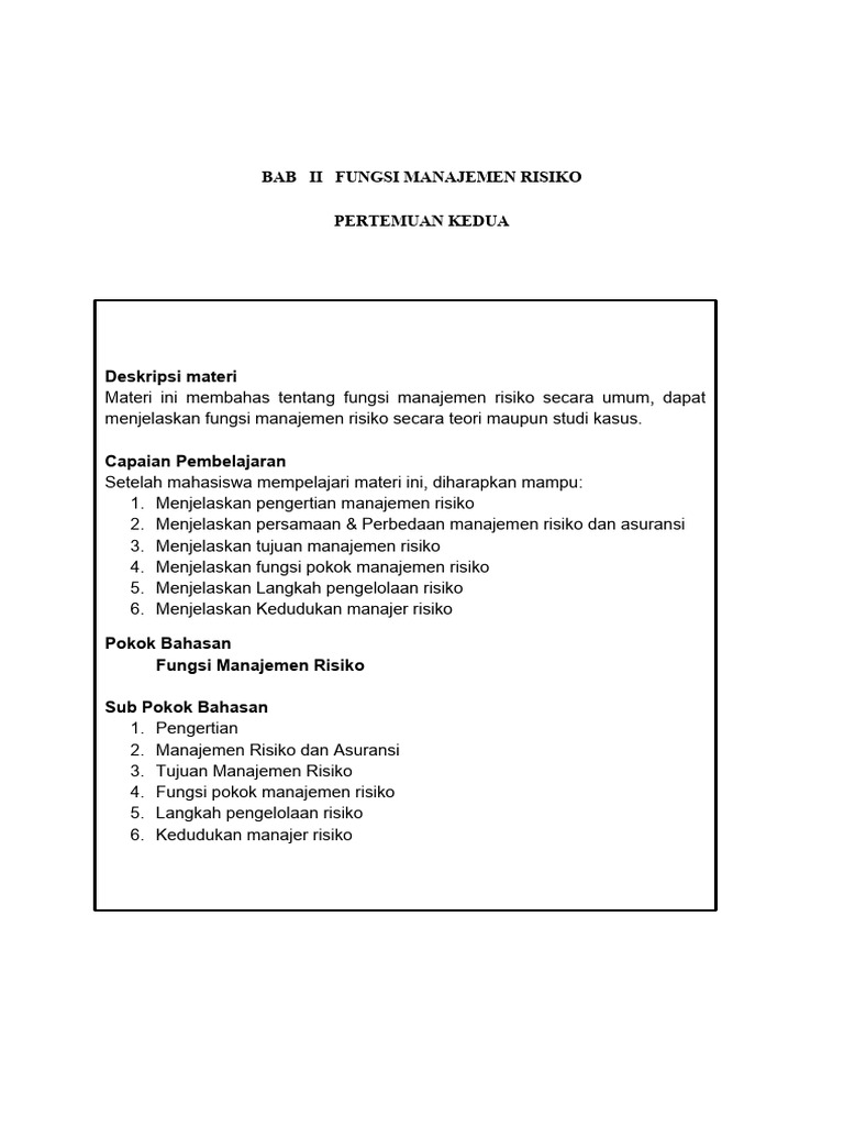 Modul II Fungsi MGT Risiko | PDF