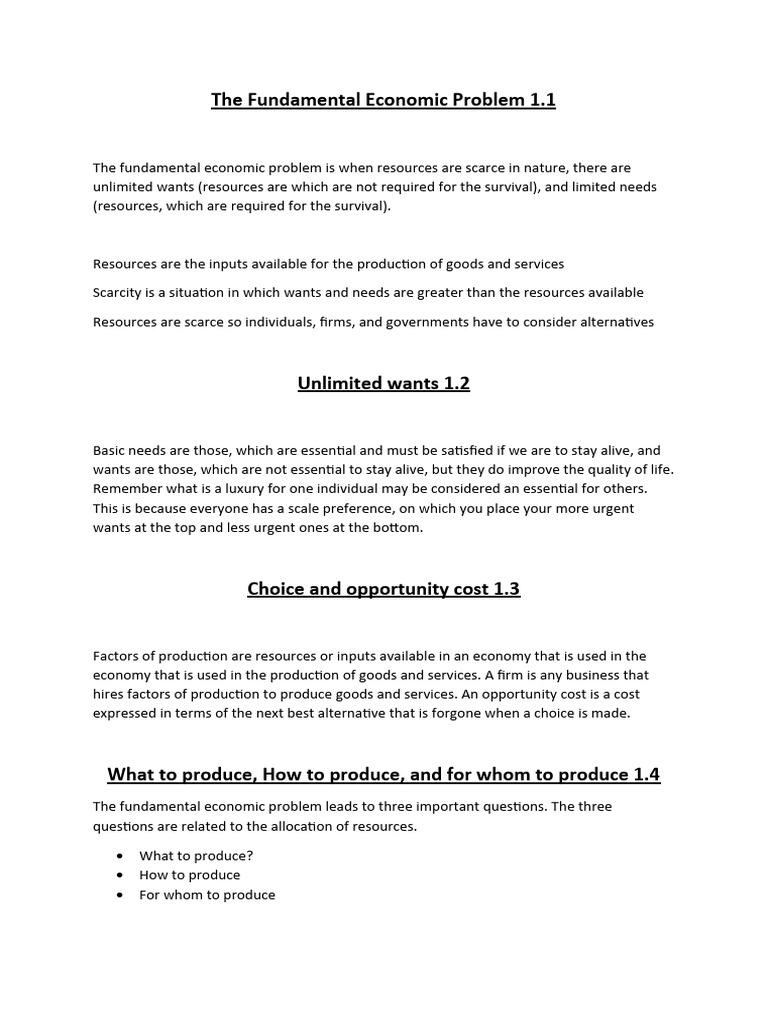 Understanding Economic Scarcity and Choices | PDF | Economies ...