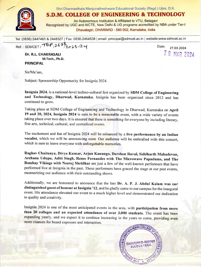 Insignia-2024-SDMCET, Dharwad | PDF