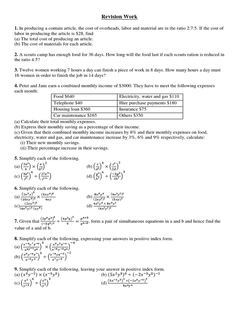 Revision Work | PDF | Cost | Expense