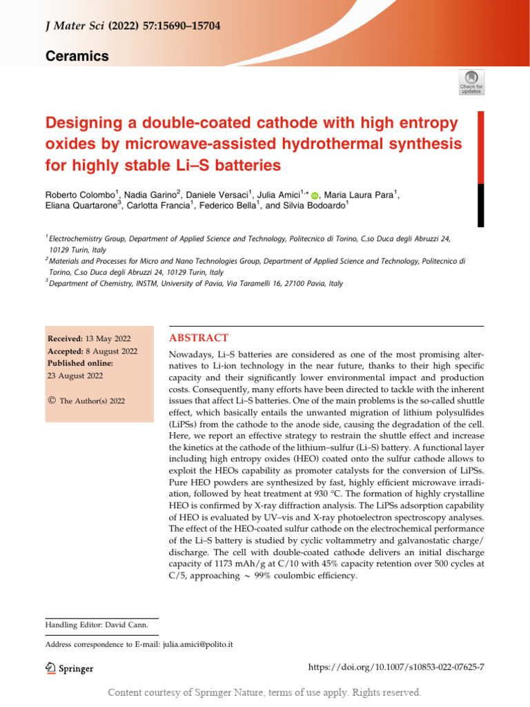 Designing A Double-Coated Cathode With High Entrop | PDF ...