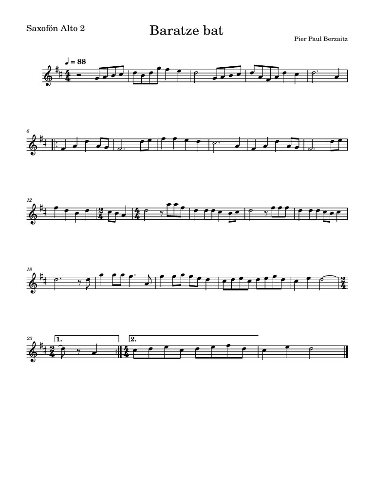 Baratze Bat-Saxofón Alto 2 | PDF