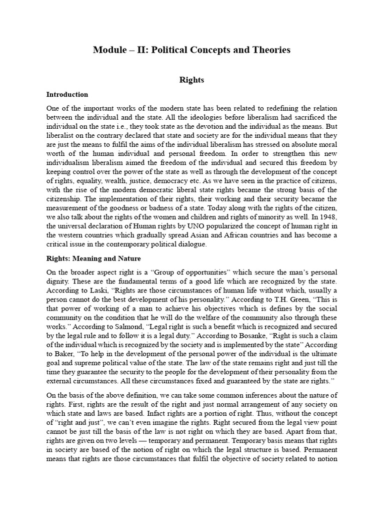 Module - II Pol Sci. II | PDF | Rights | Marxism