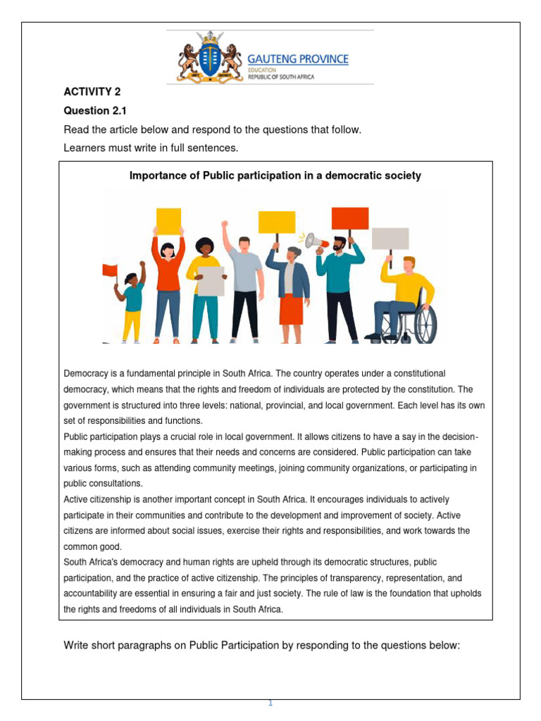 GR 11 Activity 2 | PDF | Democracy | Political Ideologies