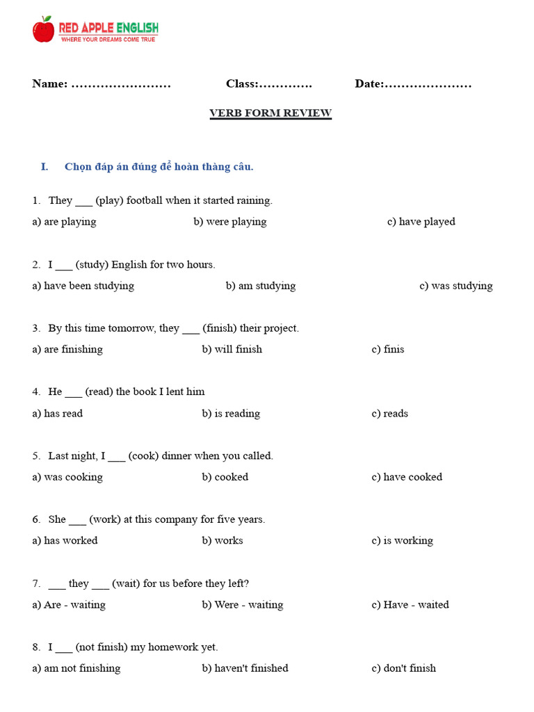 Verb Forms Review | PDF | Foreign Language Studies | Art