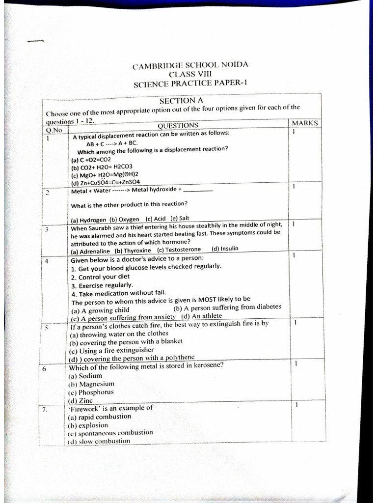 Science Practice Paper | PDF