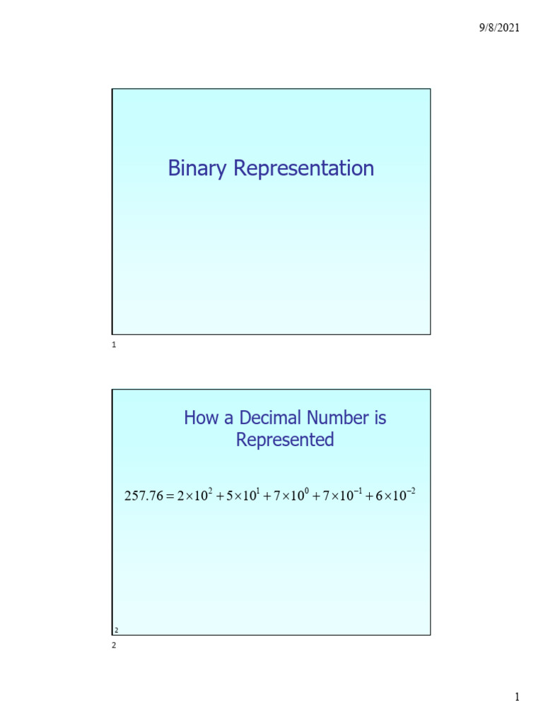 1 4binaryrepresentation | PDF | Decimal | Elementary Mathematics