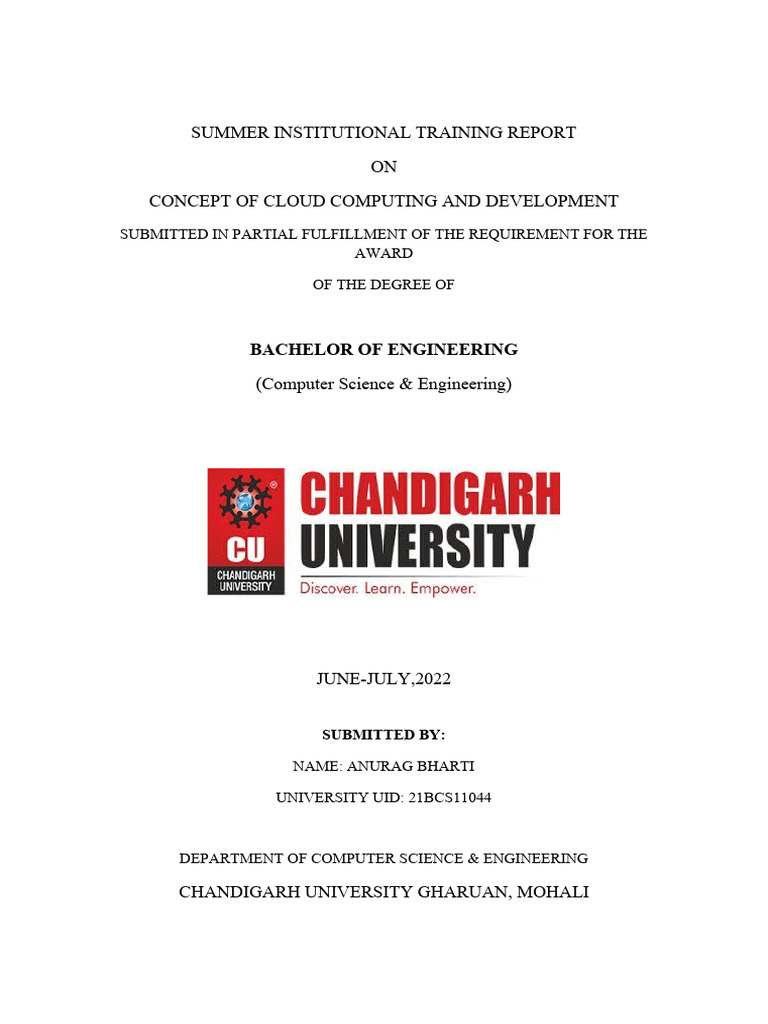 21BCS11044 - Anurag Bharti - Training Report | PDF | Cloud Computing | Software As A Service