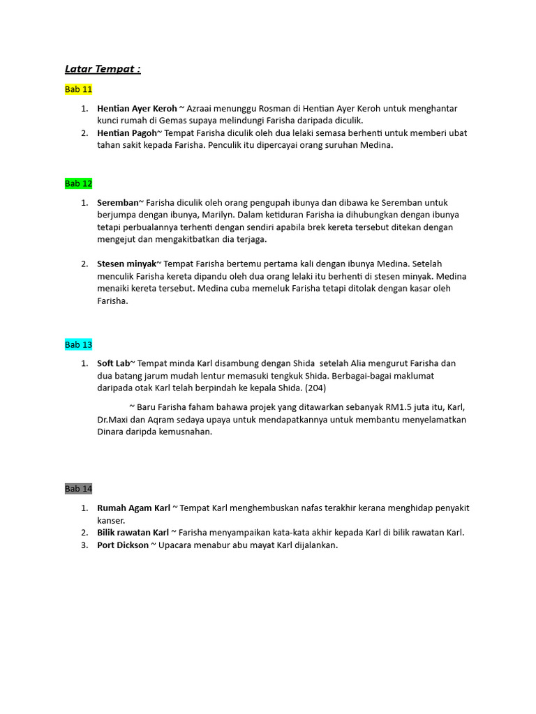 Latar Tempat dan Masa Novel Dinara | PDF
