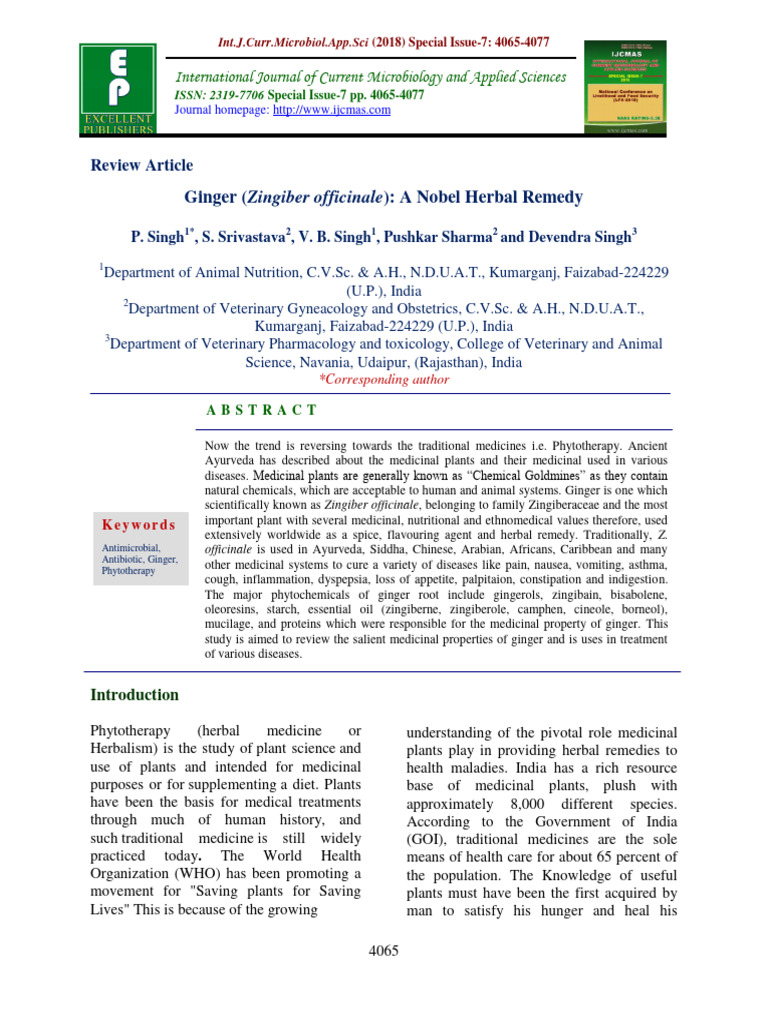 P. Singh, Et Al | Download Free PDF | Atherosclerosis | Ginger