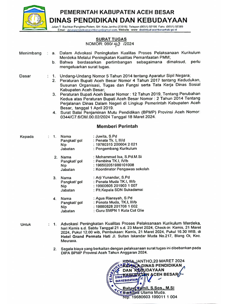 Surat Tugas KM PMM | PDF