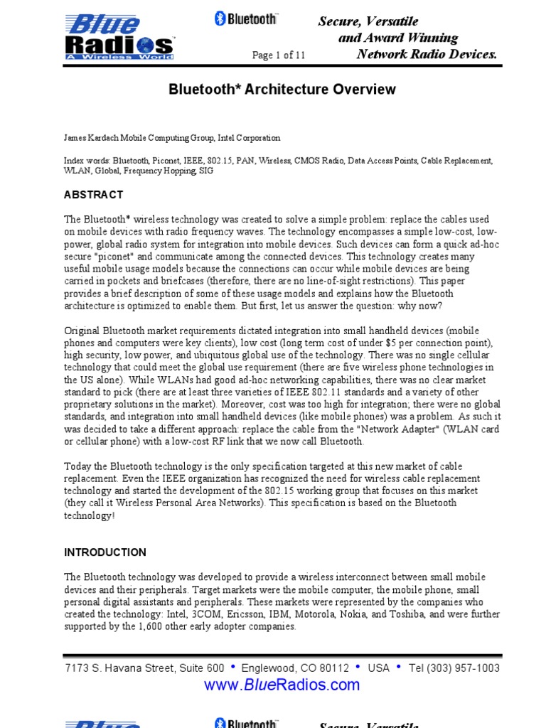 Bluetooth Architecture Pdf