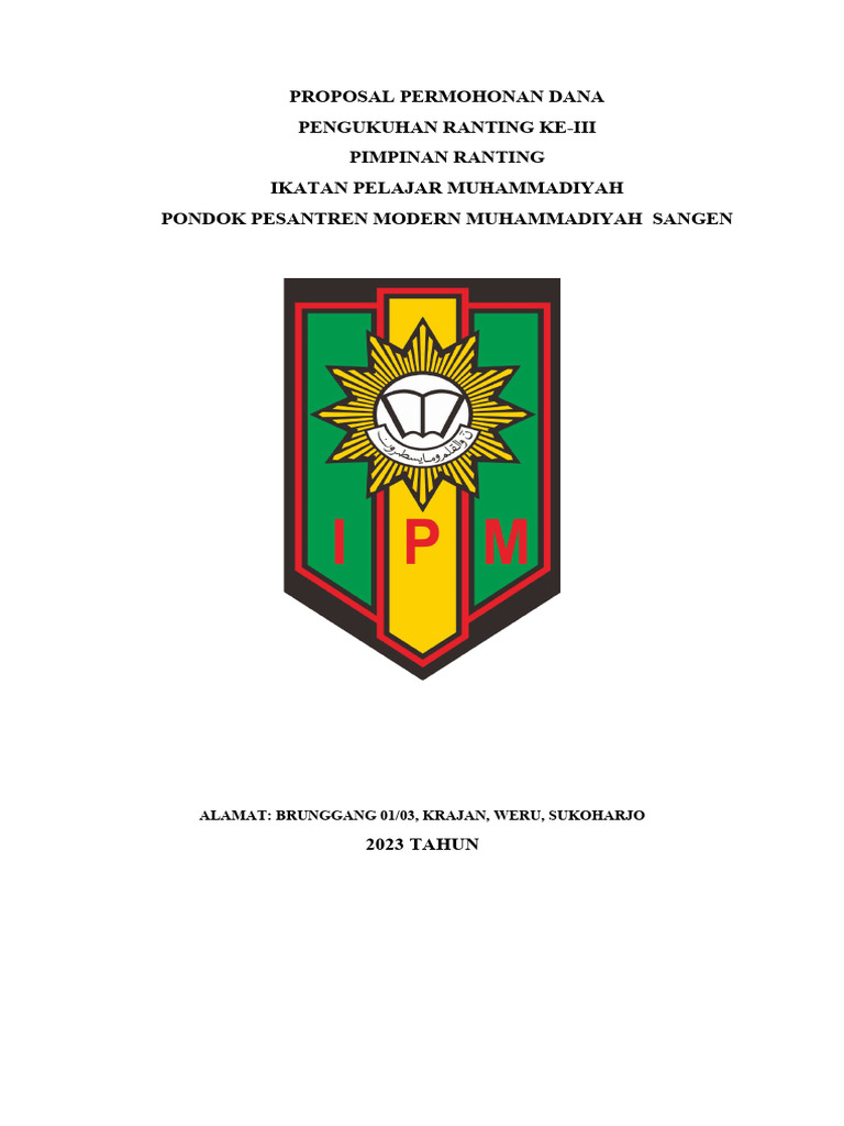 Proposal Permohonan Dana Musyran Ipm 2023 | PDF