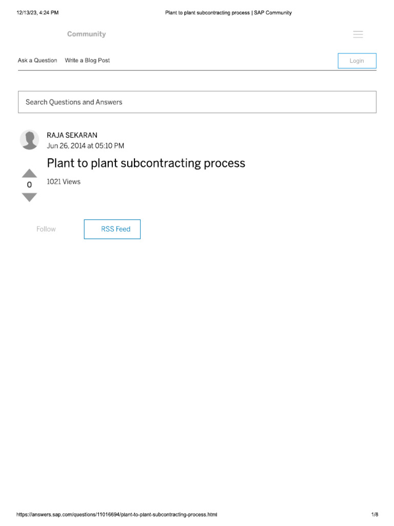 Plant To Plant Subcontracting Process | PDF