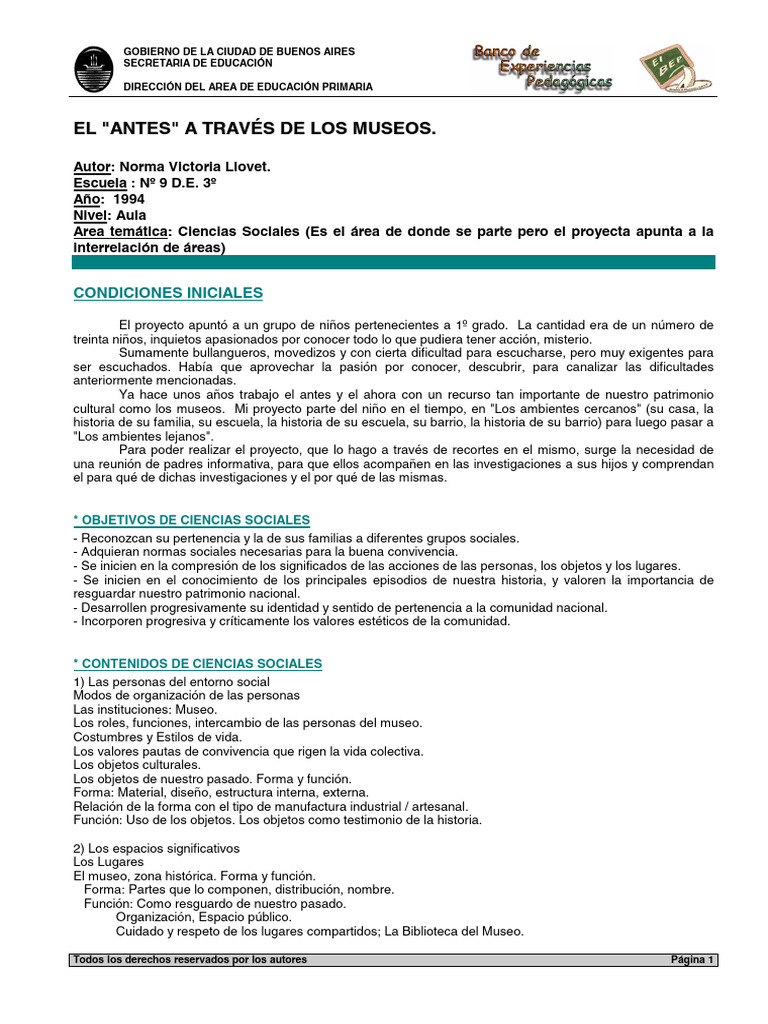 Proyecto Educativo sobre Museos para Niños | PDF | Museo | Educación ...