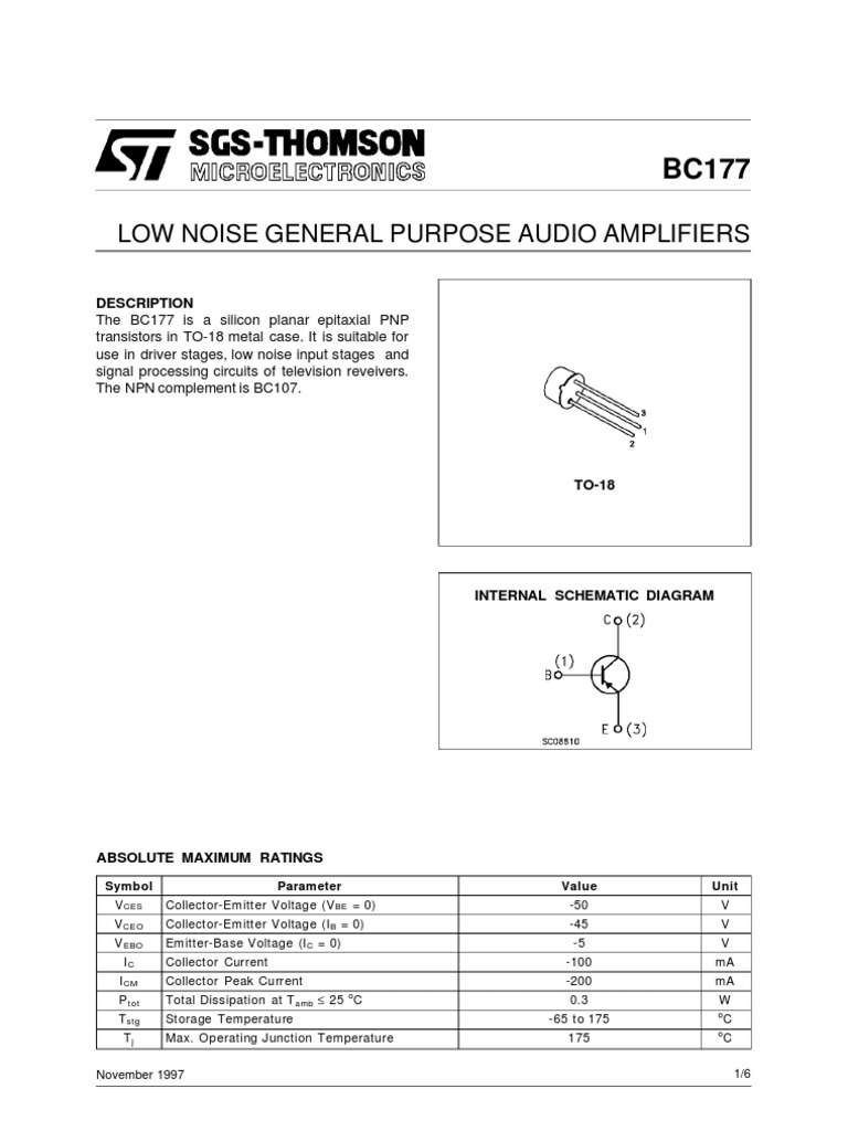 BC 177 | Download Free PDF | Bipolar Junction Transistor | Electrical ...