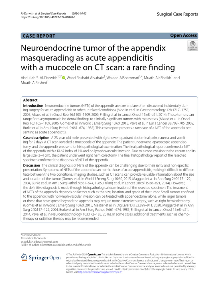 Neuroendocrine Tumor of The Ap | PDF | Causes Of Death | Medicine