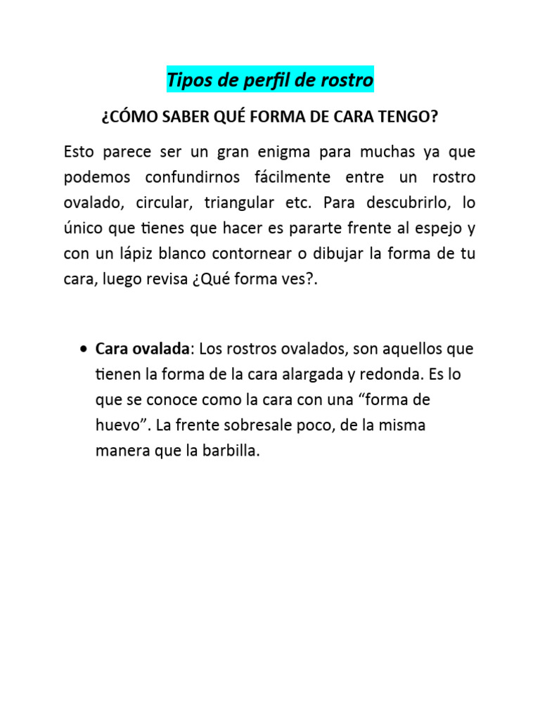 Tipos de Perfil de Rostro | PDF