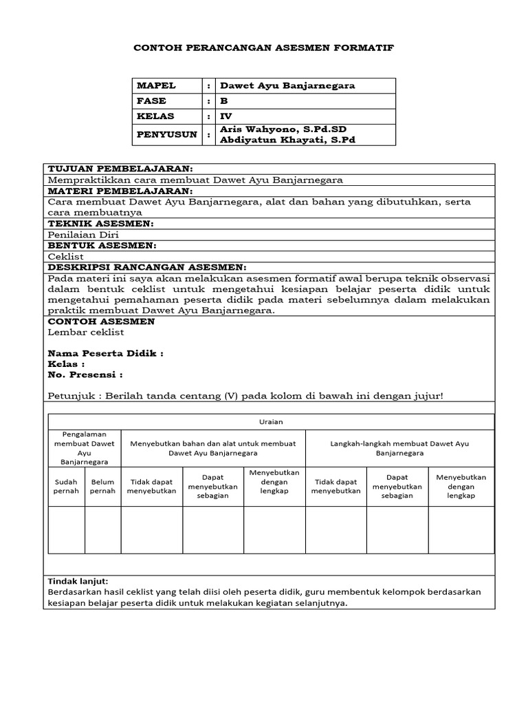 Asesmen Formatif-Sumatif DAB Kelas 4 | PDF