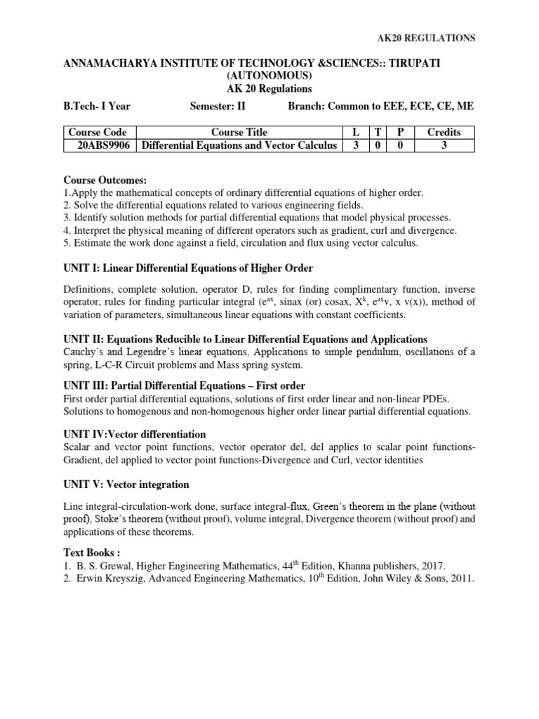Bcme Syllabus | Download Free PDF | Partial Differential Equation ...