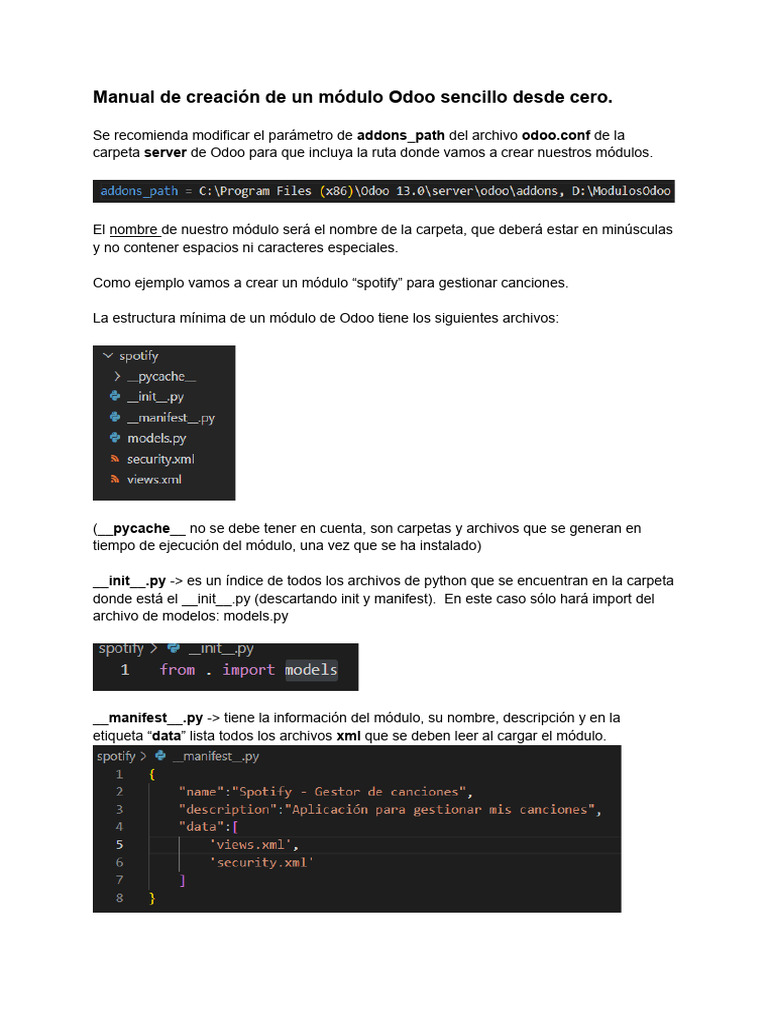 Manual de Creación de Un Módulo Odoo Sencillo Desde Cero | PDF ...