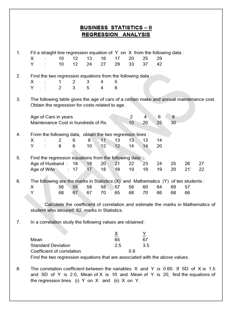 Problems On Regression Analysis | PDF | Standard Deviation | Regression Analysis
