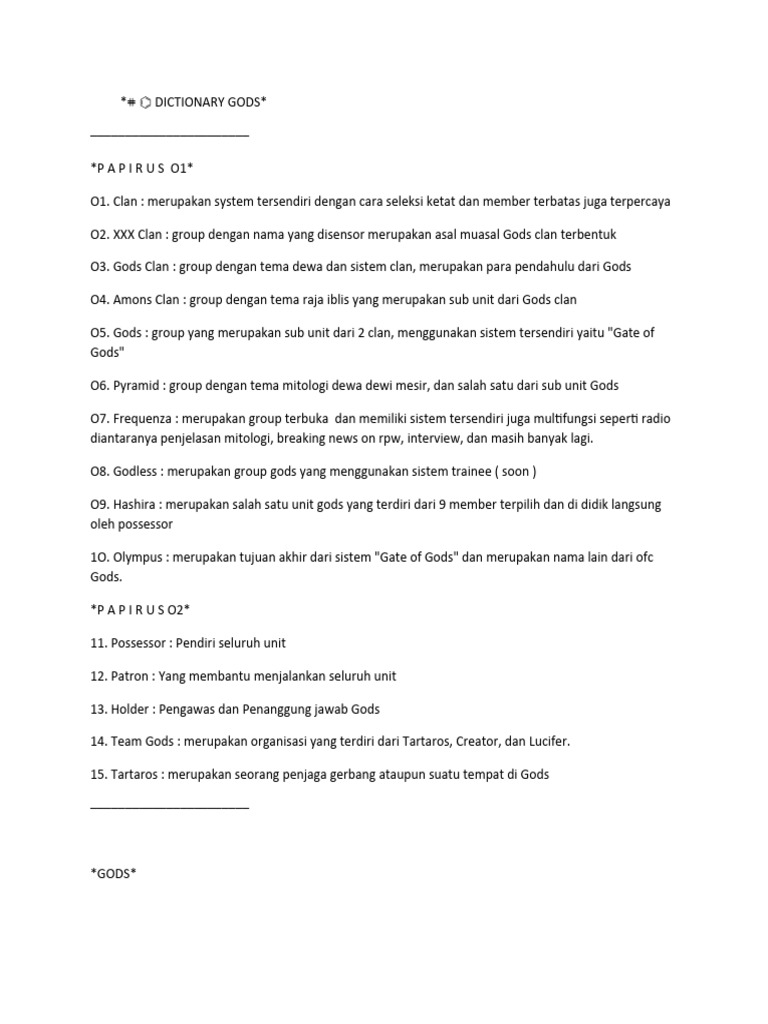 Dictionary Gods | PDF
