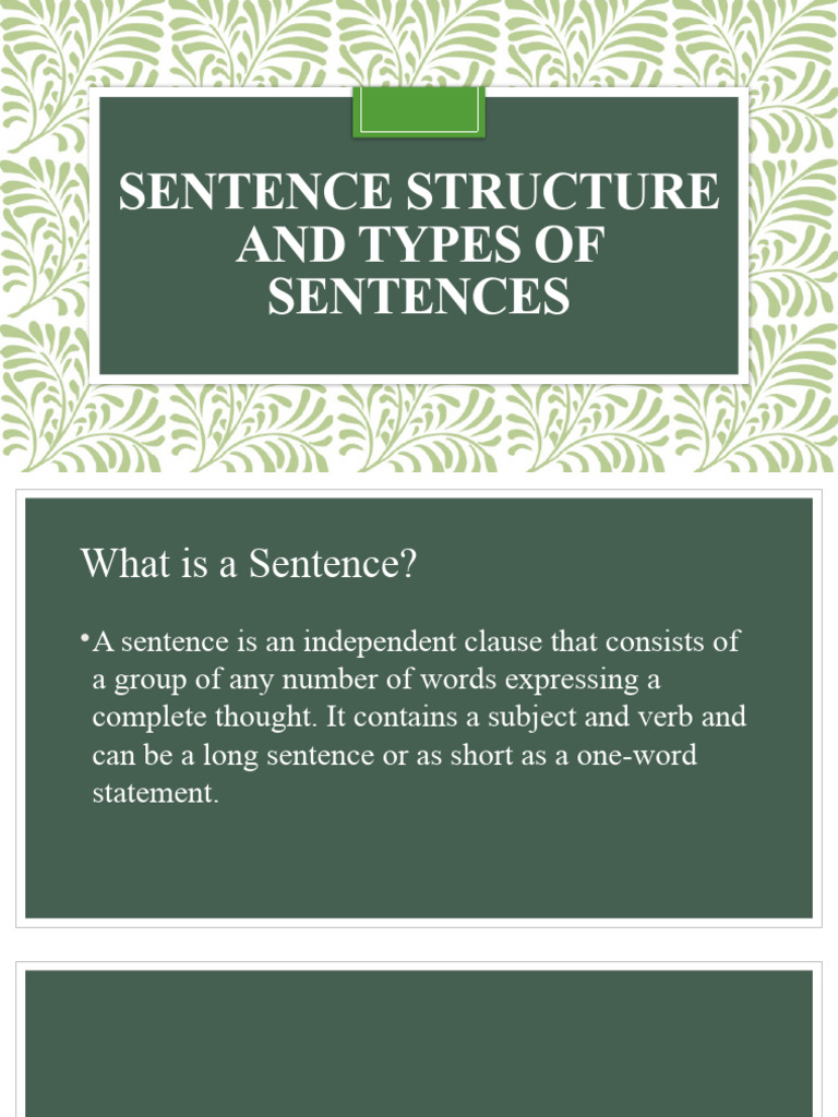 Sentence Structure and Types of Sentences | PDF | Sentence (Linguistics) | Subject (Grammar)