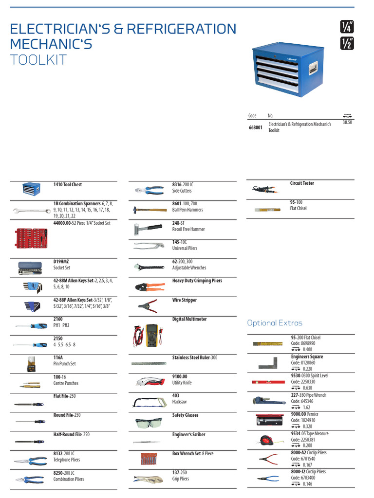 Electricians Refrigeration Mechanics Toolkit 668001 | PDF ...