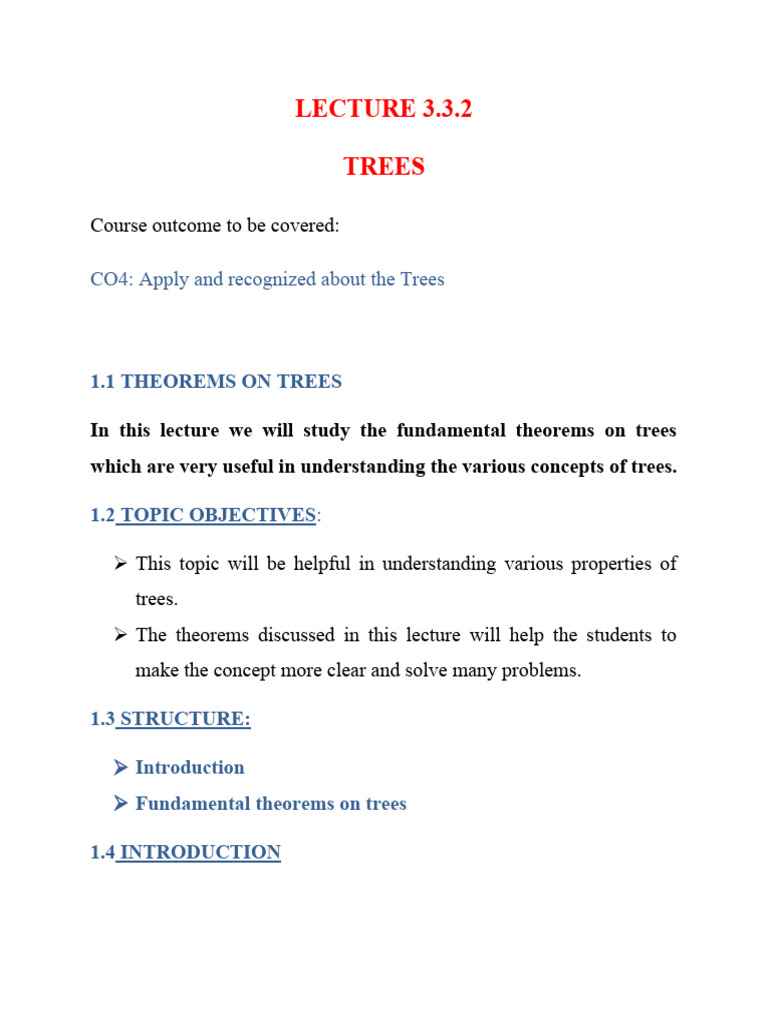 Theorems On Trees | Download Free PDF | Vertex (Graph Theory) | Mathematics
