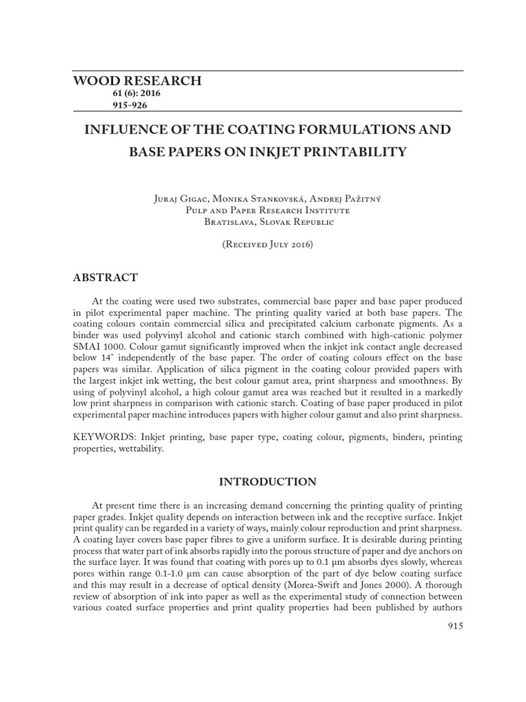 Influence of The Coating Formulations An | PDF | Wetting | Starch