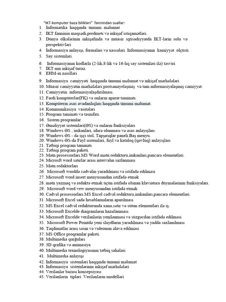 IKT Imtahan Sual-2 | PDF