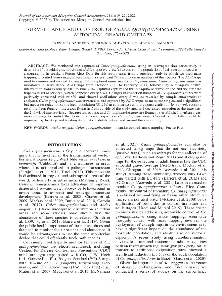 J-Culex Quinquefasciatus - Barrera Et Al 2022 | PDF | Aedes Aegypti | Mosquito