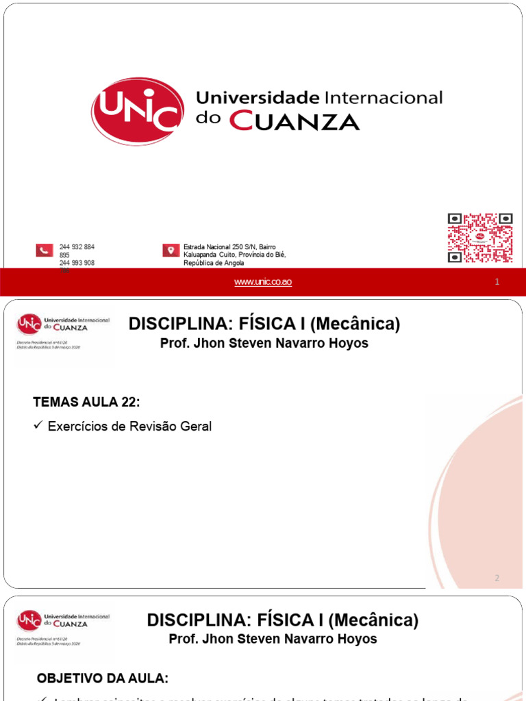 Aula 22 - Revisão Física 1 | PDF | Ondas | Massa