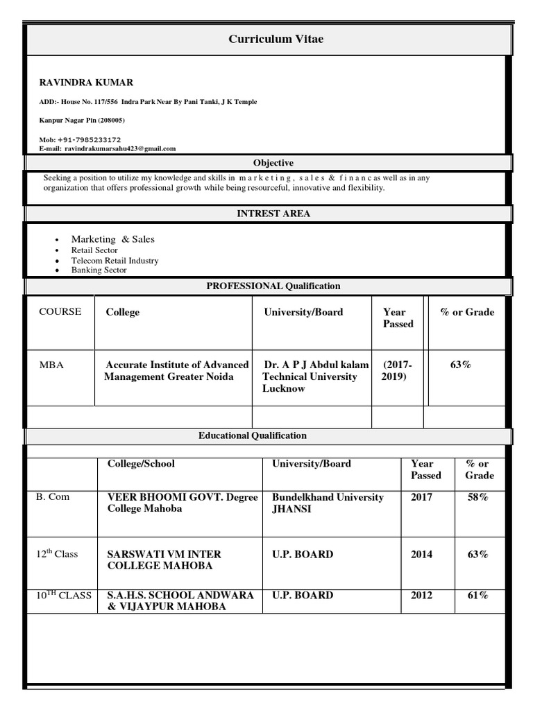 Ravindra Kumar Resume | PDF