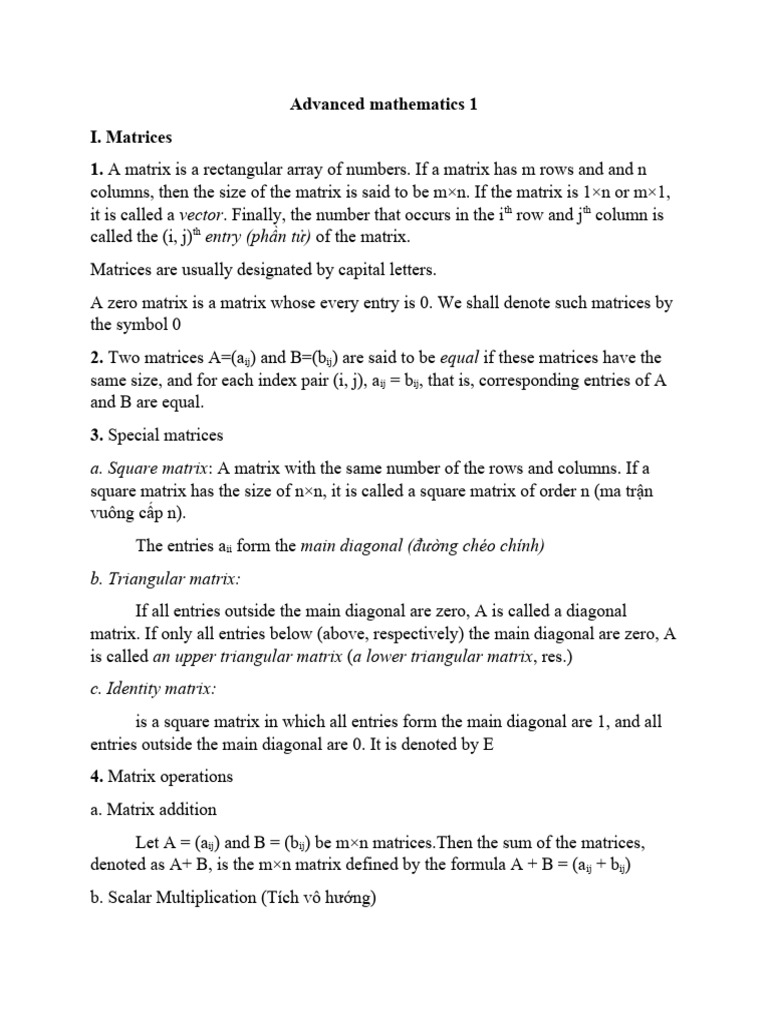 Advanced Mathematics Concepts Overview | PDF | Matrix (Mathematics ...