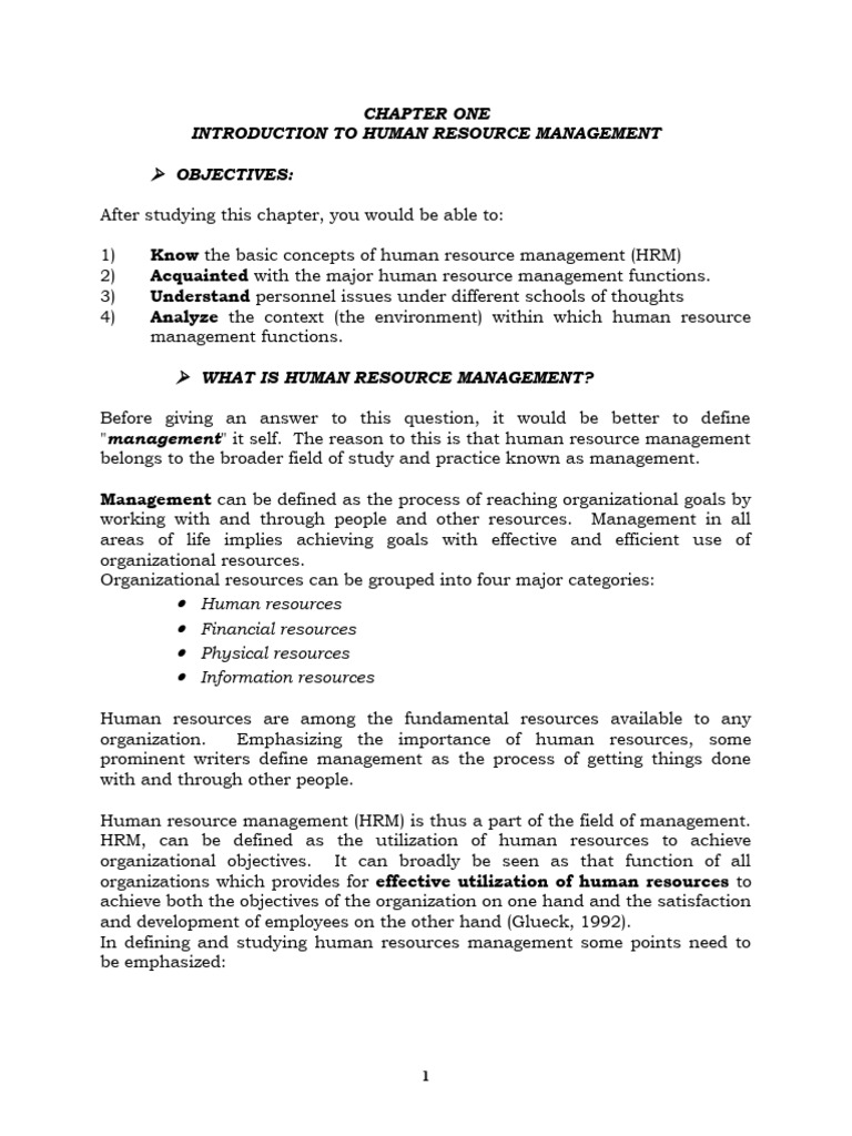 HRM CH 1 & 2 | PDF | Human Resource Management | Human Resources