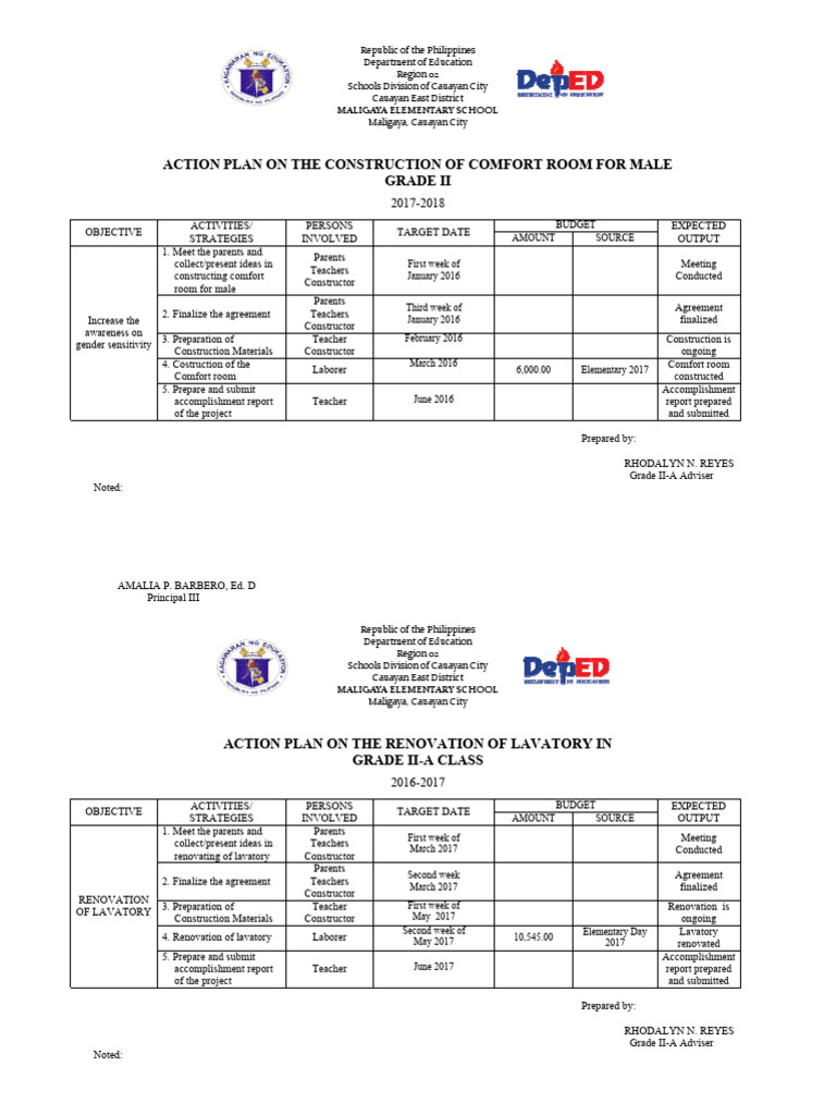 Action Plan Projects Pdf