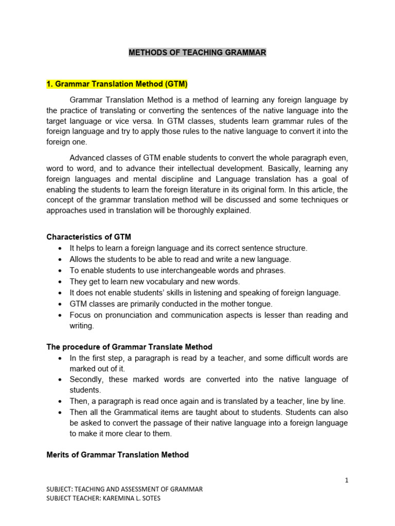 Week 5. Teaching and Assessment of Grammar | PDF | Language Acquisition ...