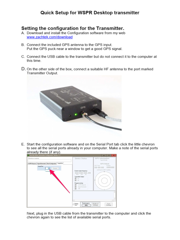 Quick Start - WSPR Desktop Transmitter | PDF | Transmitter | Global Positioning System
