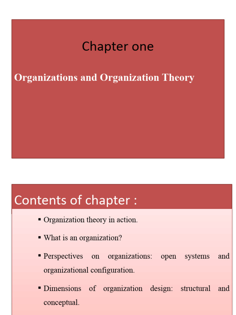 Organization Theory Chapter-1 | PDF | System | Organizational Behavior