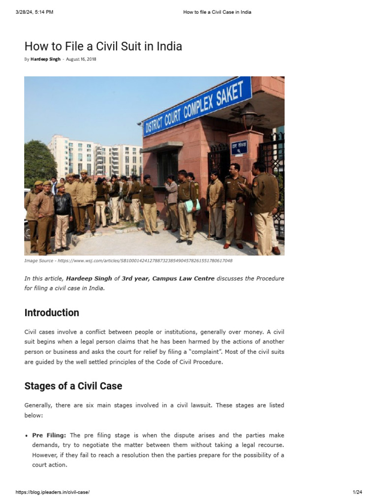 How To File A Civil Case in India | PDF | Lawsuit | Judiciaries