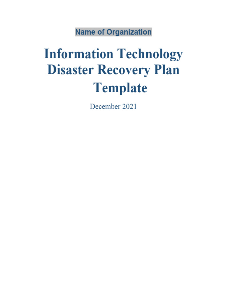 IT Disaster Recovery Plan Template | PDF | Backup | Disaster Recovery