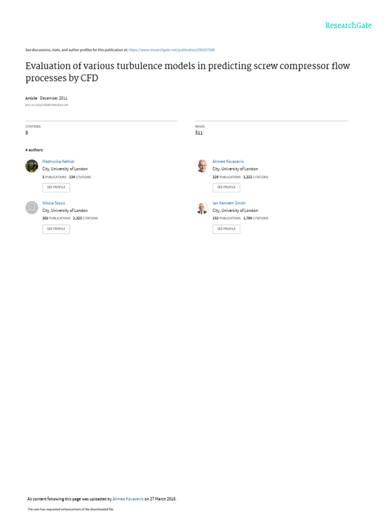 Evaluation of Various Turbulence Models in Predict | PDF | Computational Fluid Dynamics | Fluid ...