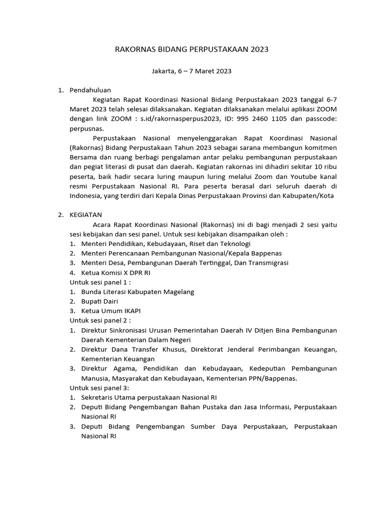 Rakornas Bidang Perpustakaan 2023 | PDF | Ilmu Sosial