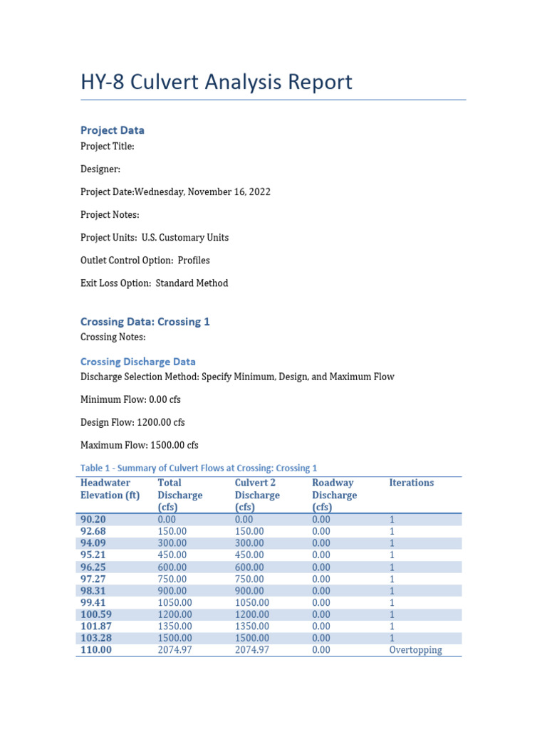 HY8 Report | PDF | Civil Engineering