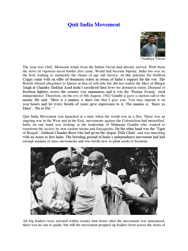 Quit India Movement | PDF | Mahatma Gandhi | Indian Independence Movement