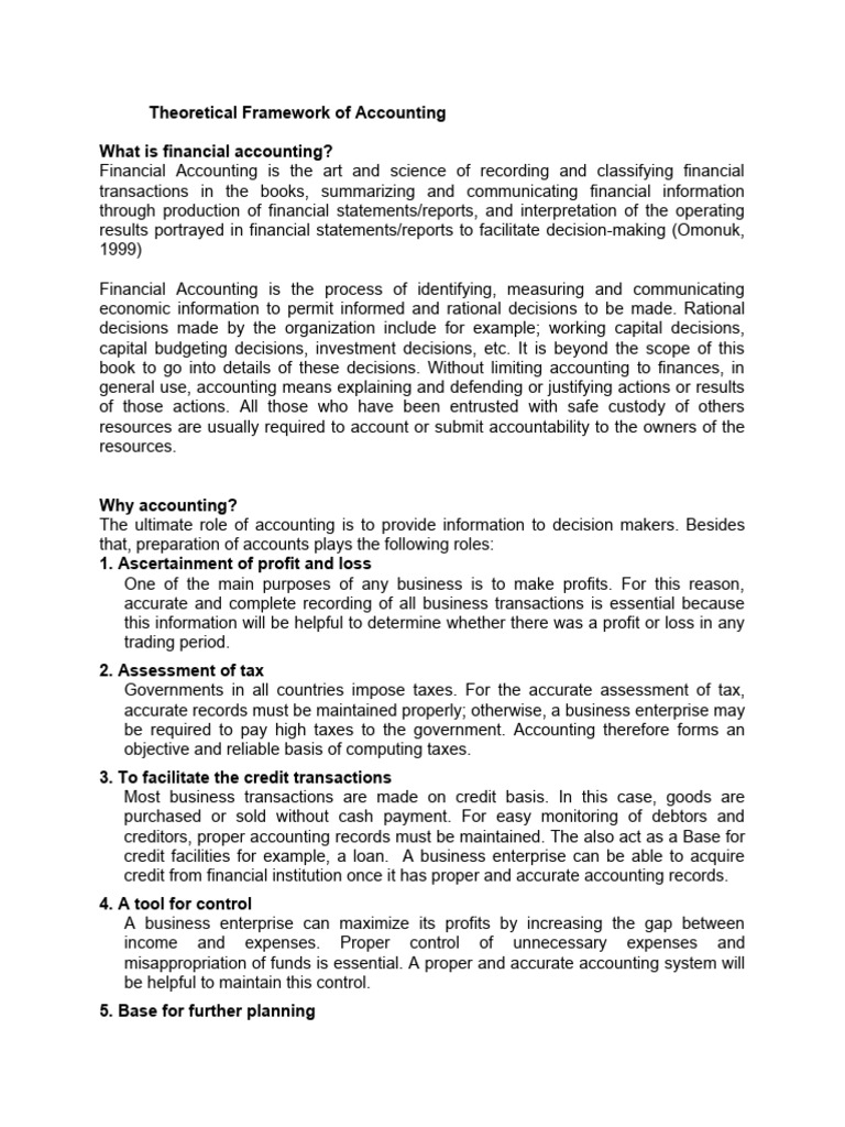 Theoretical Framework of Accounting | PDF | Accounting | Financial ...