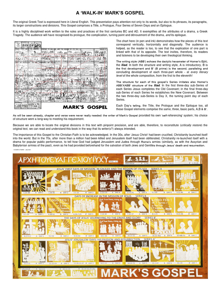 Walk-In Analysis of Mark's Gospel | PDF | Jesus | Gospel Of Mark